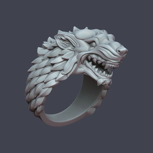 🐺 Wolf Ring 3D print model・ STL File for 3D printing・Cults
