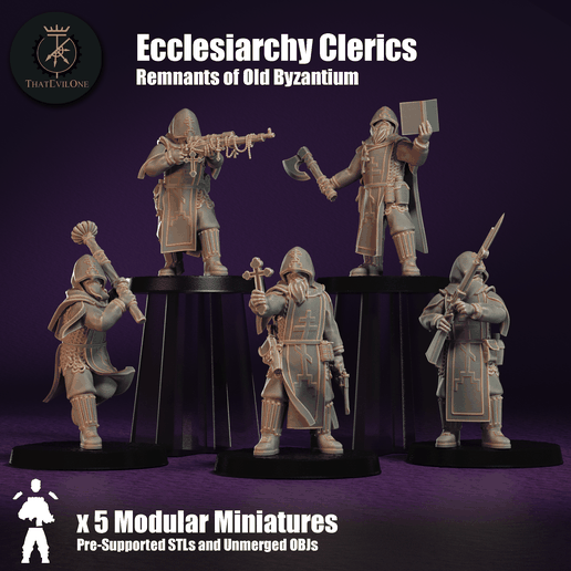 🆕 Ecclesiarch Clerics - Presupported・ 3D File for 3D printing・Cults