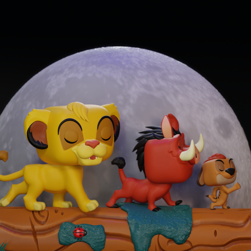 🦁 Simba, Timon & Pumba Diorama – The Lion King – Funko Pop 3D STL・ 3D ...