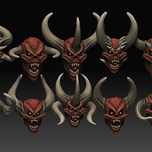 STL file Faces Angry Horned Demons 😡 ・3D printing model to download・Cults