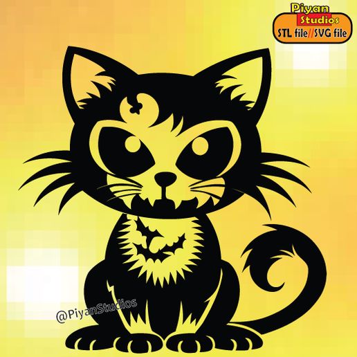 STL file spooky cat svg, stl 🐱 (SVG)・3D printing template to download・Cults