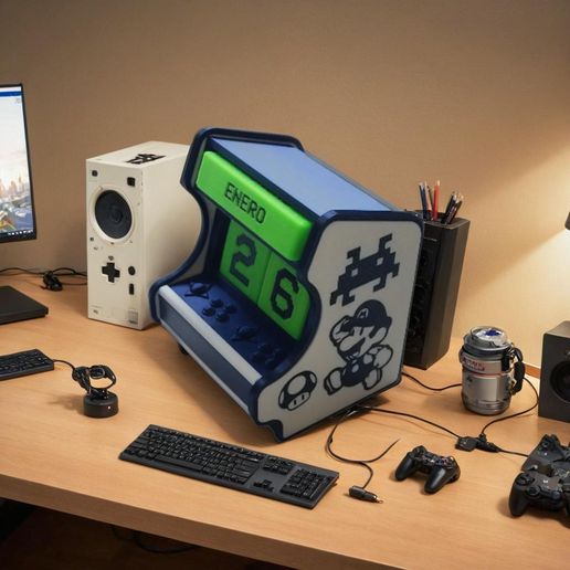 📅 PERPETUAL CALENDAR - RETRO ARCADE BARTOP・ STL File for 3D printing・Cults