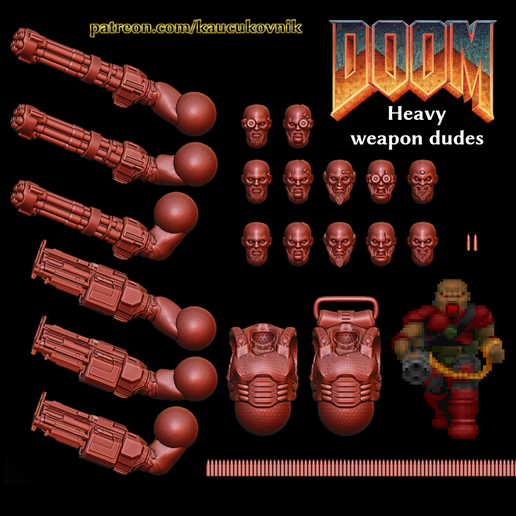 🔫 Doom - Heavy Weapon Dudes (Eternal conversion)・Free STL File for ・Cults
