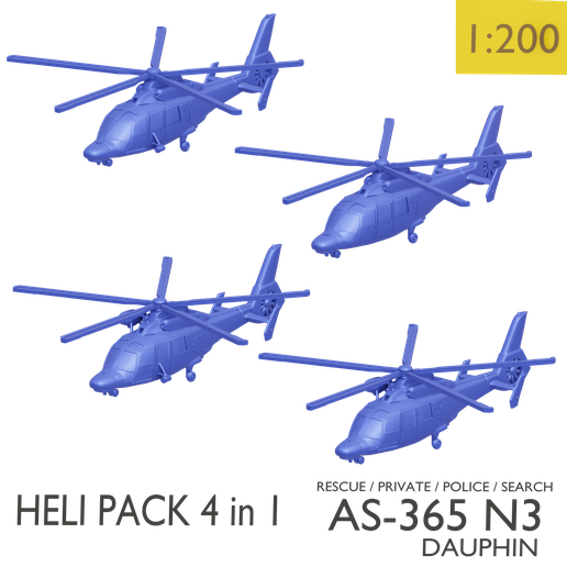 🎲 AS365 DAUPHIN N3 (4 IN 1)・ 3D File for ・Cults