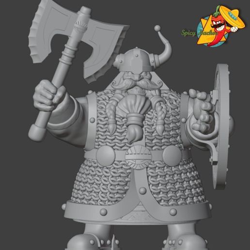 OBJ file First medieval dwarf with axe and shield for board wargames 🪓 ...
