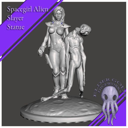 👽 Spacegirl Alien Slayer Statue・ STL File for 3D printing・Cults