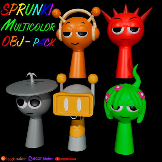 🎵 Sprunki Incredibox 3D Model Pack - Multi-Color AMS 3D Printable ...
