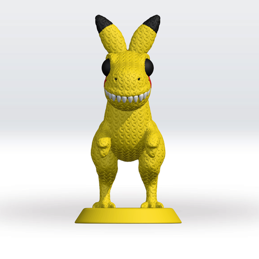 🦖 T-Rex Knitted Pikachu STL 3D Multicolor 3mf 3D Model Character Fanart ...