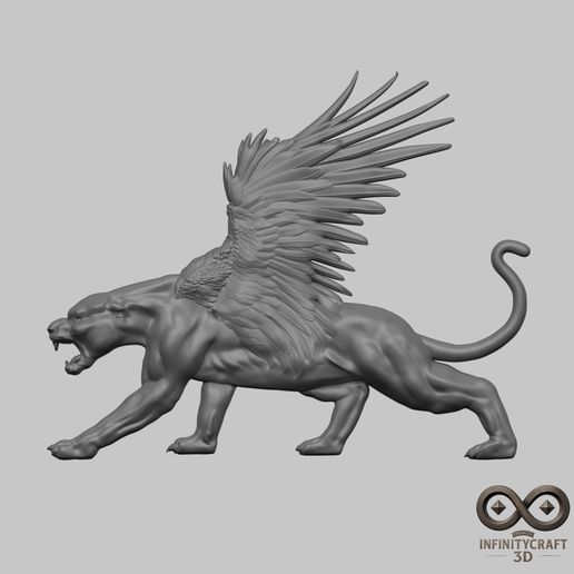 👹 Mythical Winged Panther – 3D Creature Sculpture for CNC & Printing ...