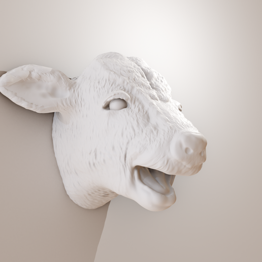 STL file cow calf head wall mount mouth open stl 🐄 ・Template to ...
