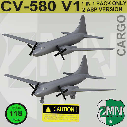 🚁 CV-580 (P+C) (4 IN 1) V1・ STL File for 3D printing・Cults
