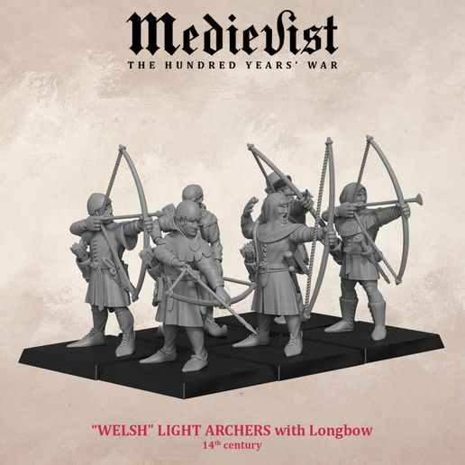 🫡 "Welsh" light archers with longbow・ 3D File for 3D printing・Cults