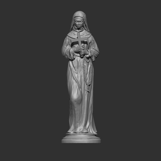 Nun With Rosary Statue・ STL File for 3D printing・Cults