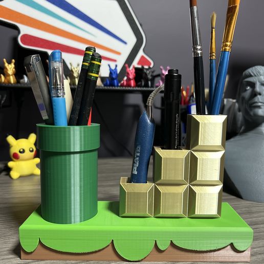 3D printable Mario Desk Organizer • made with Bambu X1c and A1 mini・Cults