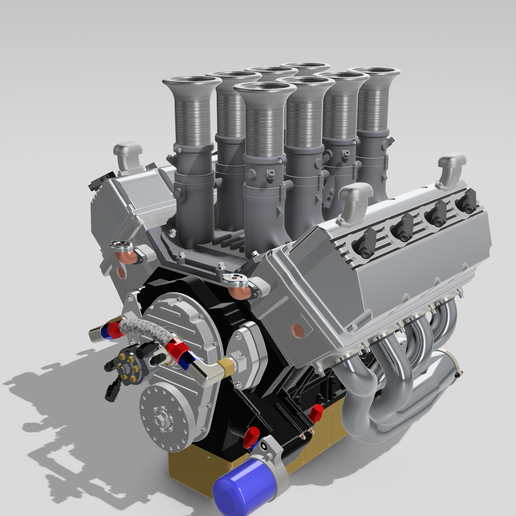🏎️ Vintage HEMI Hilborn Stacked Injection version Engine・ STL File for ...