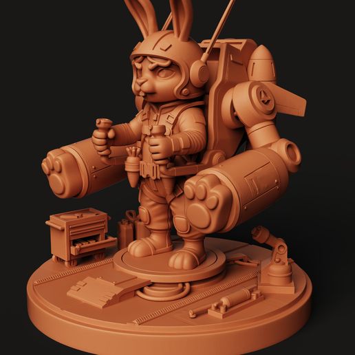 🧑‍ ️ Cyber-Bunny Mech Pilot | Futuristic Rabbit Statue | Sci-Fi Warrior ...