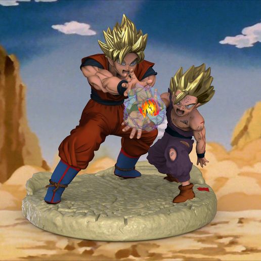STL file Gohan y Goku hamehak 💬 ・Model to download and 3D print・Cults
