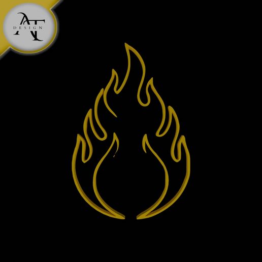 🔥 Simple Flame Symbol - 2D Art・Free STL File for 3D printing・Cults
