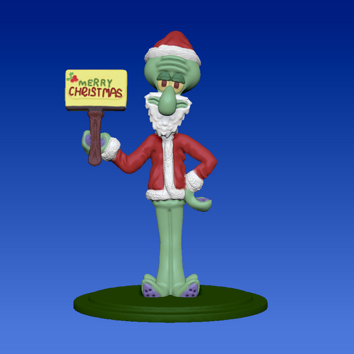 Fichier STL squidward as santa claus saying merry christmas from spongebob 🎅 ・Design à ...