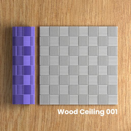 🪵 Wood Ceiling 001 | Texture Roller・ STL File for ・Cults