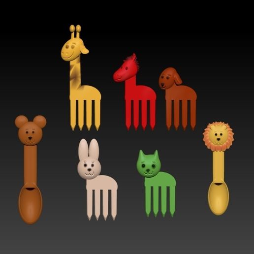 STL file animal fork, tenedores cucharas de animal ☃️ ・3D print design ...