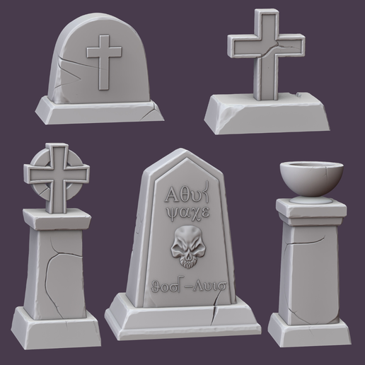 🪦STYLIZED GRAVE TOMB KIT 02💀・Archivo STL para Impresión 3D・Cults