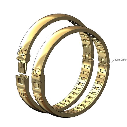 💫 Minimalist rounded flexture clasp CC brand bracelet 3D print model ...