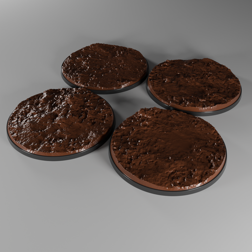 STL file 4x 100mm base with muddy ground (+toppers) 🔨 ・3D printing idea ...