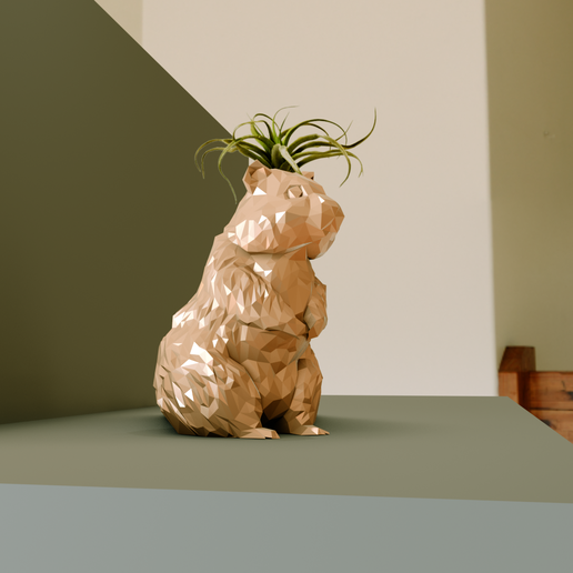 Archivo STL hamster low poly planter pot flower vase stl 🐹 ・Modelo para ...