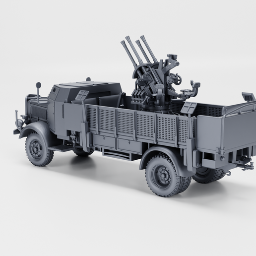 🚗 Mercedes L4500A 4.5t als Flakwagen für 3.7cm Flak 37 + 2cm ...