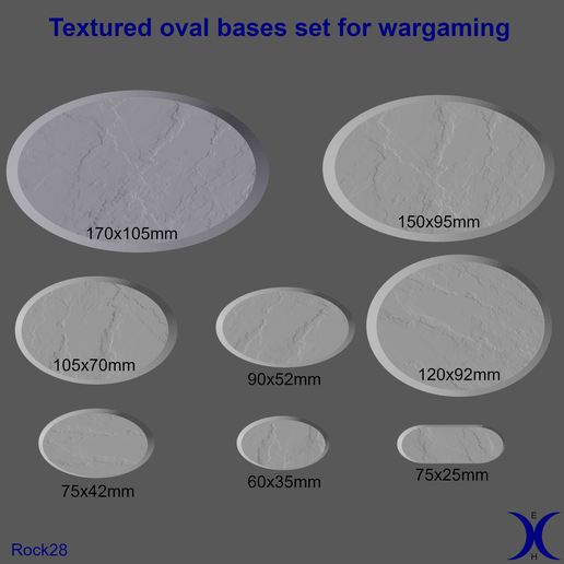 🪨 Oval Bases Set – Rocks 28 Texture (60–170MM) | Perfect For Tabletop Wargames & RPG's・Free STL ...