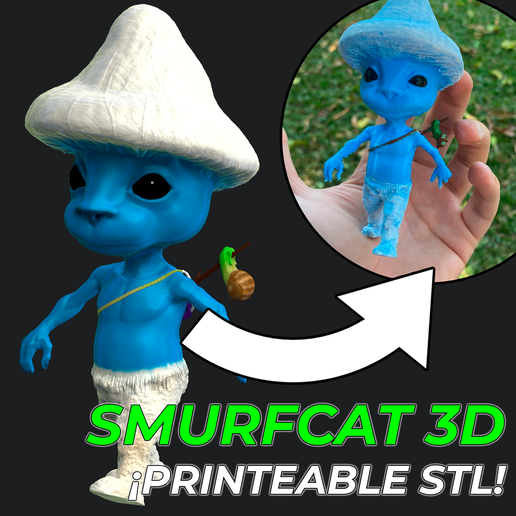 🐱 SmurfCat - Smurf Cat - шайлушай・ STL File for ・Cults