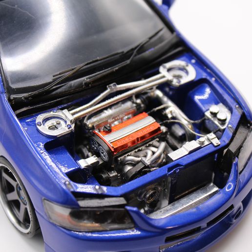 👽 1/24 Evo IX Engine Bay w/ Built 4G63 Forward Facing Turbo 1/64 ...
