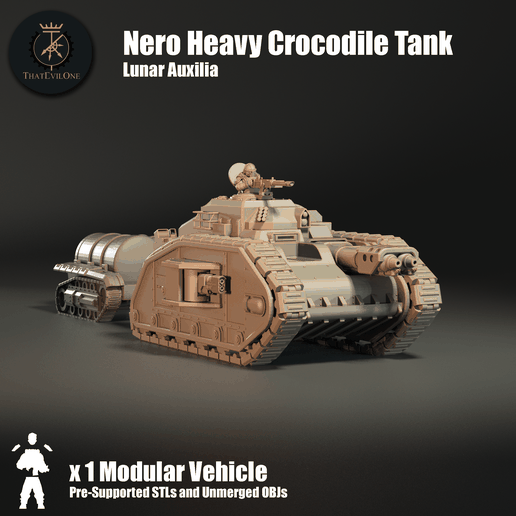 🐊 Nero Heavy Crocodile Tank - Presupported・ 3D File for 3D printing・Cults