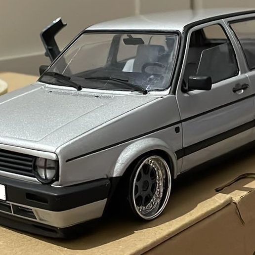 STL file VW GOLF MK2 FRONT AND REAR BIG BUMPERS 1/18 1/24 1/43 🏌️ ...