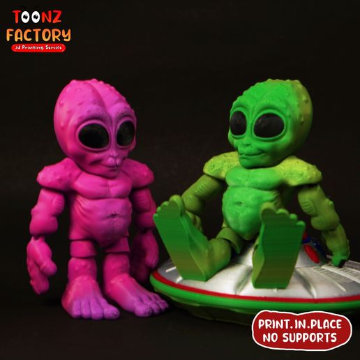 👽 PRINT-IN-PLACE CUTE FLEXI ALIEN ARTICULATED・ STL File for 3D printing ...