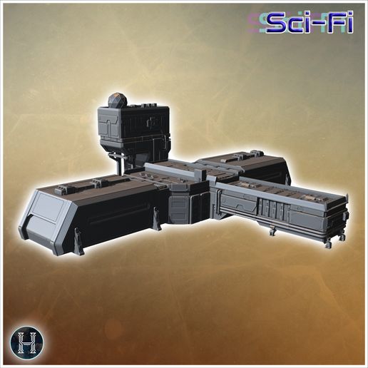 🏗️ Modular building structure with central tower and extended platforms ...