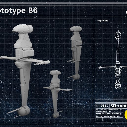 🪶 Prototype B6 Blade Wing Starfighter from Star Wars・ 3D File for 3D ...