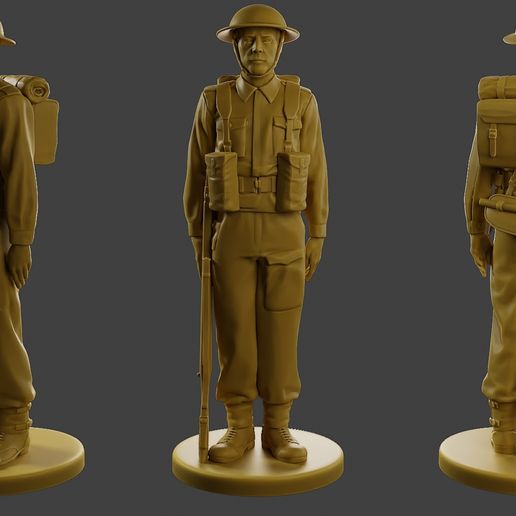 🫡 British Soldier Attention WW2 B1・Free 3D File for ・Cults
