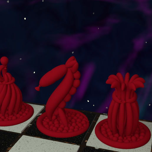 3D file Chess Set Twisted Balloon Party Animals ♟️ ・3D printable model ...