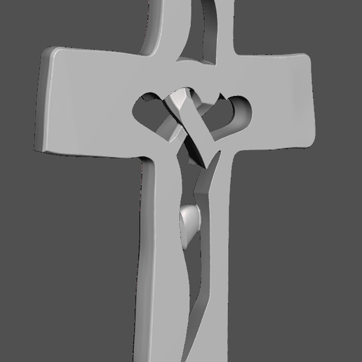 Cross with Intertwined Hearts - Smooth and textured versions・ OBJ File ...