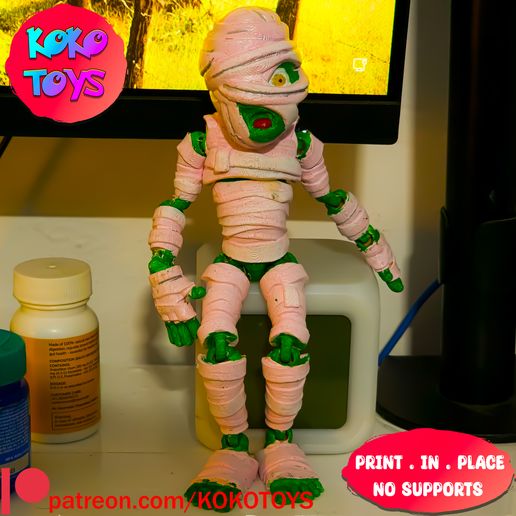 👻 CUTE FLEXY ARTICULATED MUMMY PRINT-IN-PLACE (FREE)・Free STL File for ・Cults