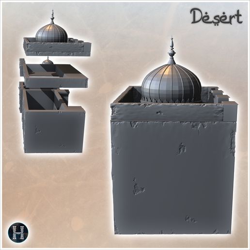 🏗️ Eastern building with double domains, flat roofs, and battlement ...