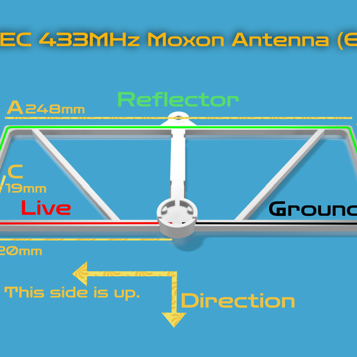 📶 TC3EC 433MHz Moxon Antenna・Free STL File for 3D printing・Cults