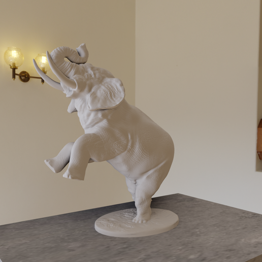 🐘 elephant trunk raised raising statue STL 3d print file・ STL File for ...