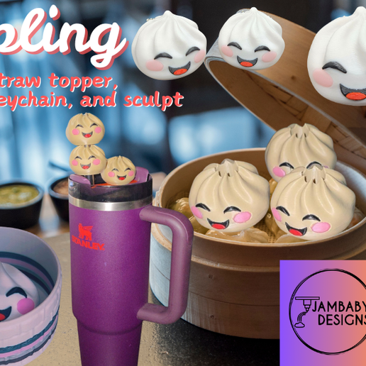 🥟 Dumpling Trio-- Straw Topper, Keychain and Sculpt・ 3D File for 3D ...