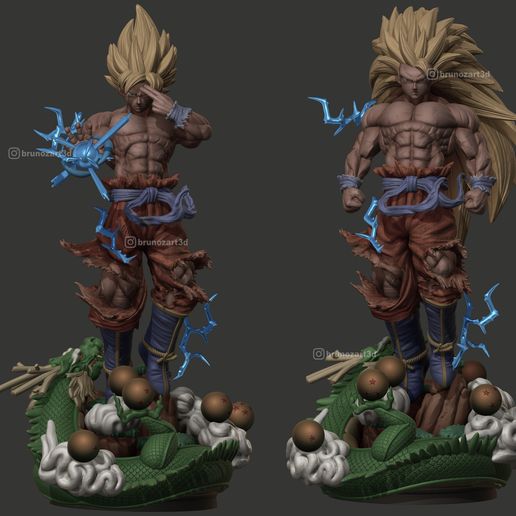👾 Goku SS3 Full・ STL File for 3D printing・Cults