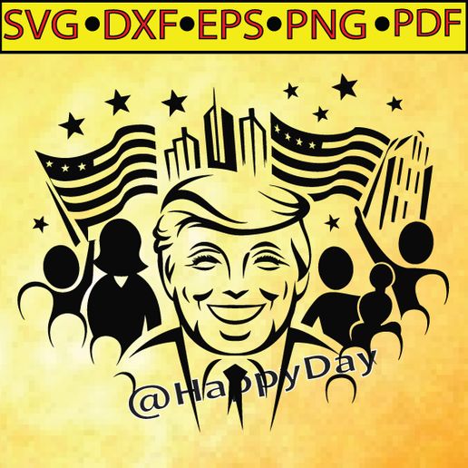 3D file donald Trump AmericaFirst svg,dxf,eps,png,pdf file 📁 ・3D ...