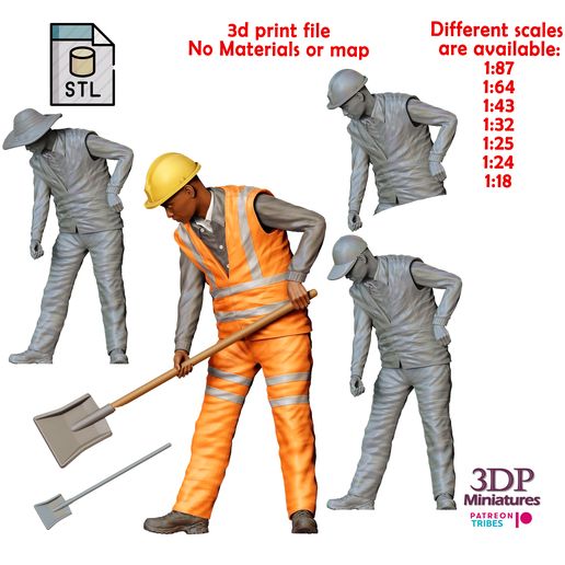 🛤️ N3 Railway Track Worker with Shovel・Fichier STL pour Impression 3D・Cults
