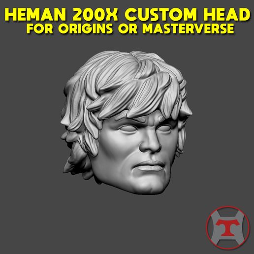 👾 Heman 200X Custom Head Motu Origins or Masterverse・ STL File for 3D ...